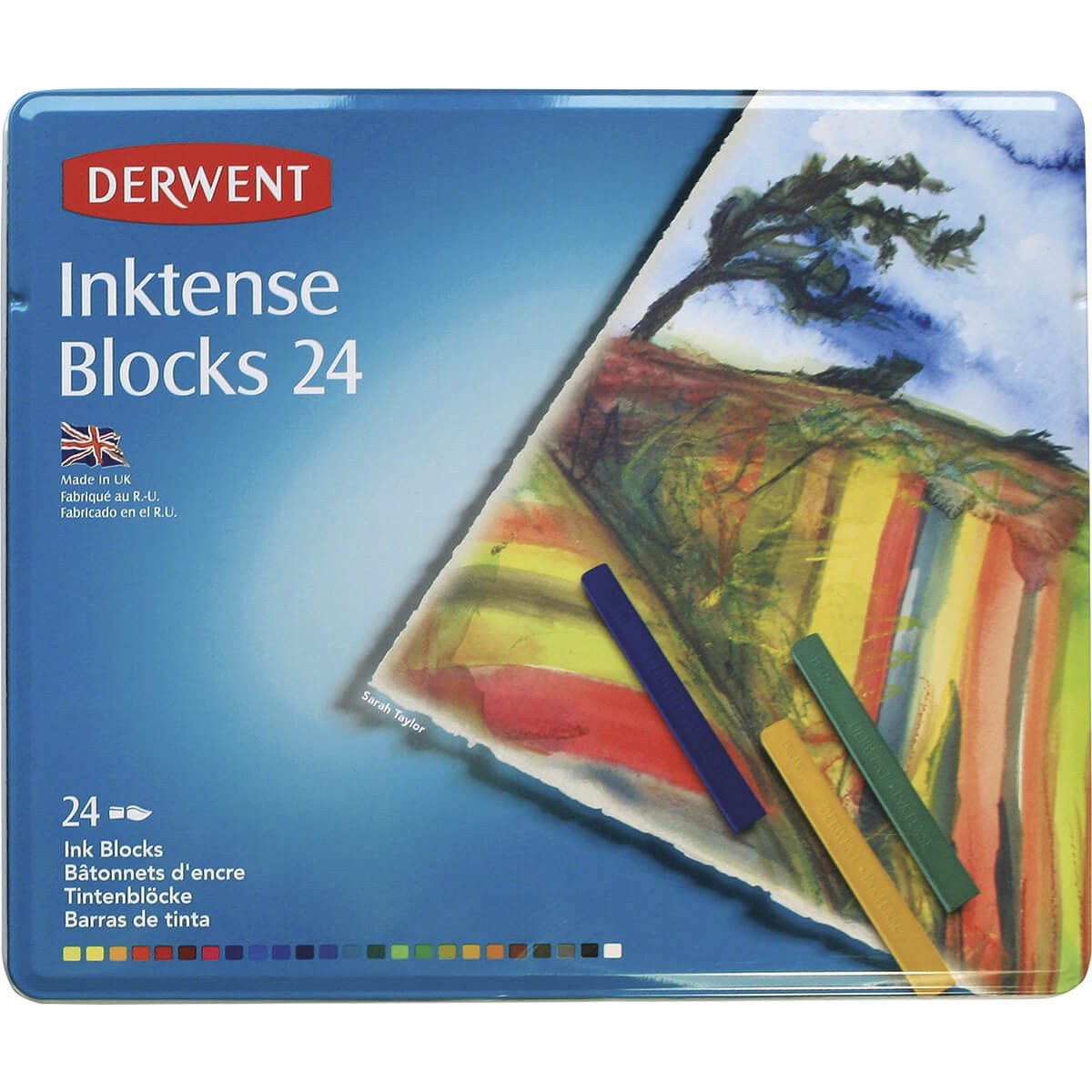 Bloco Inktense Aquarelável 24 Cores Estojo Lata - Derwent - Artístico ...