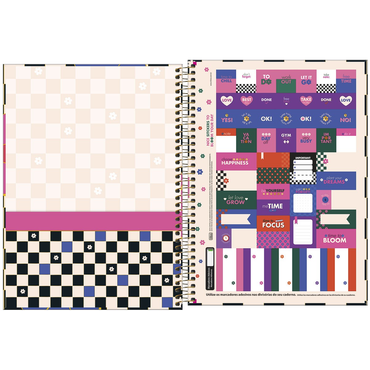 Caderno Espiral Capa Dura Universitário 1 Matéria Check Pop 80 Folhas ...