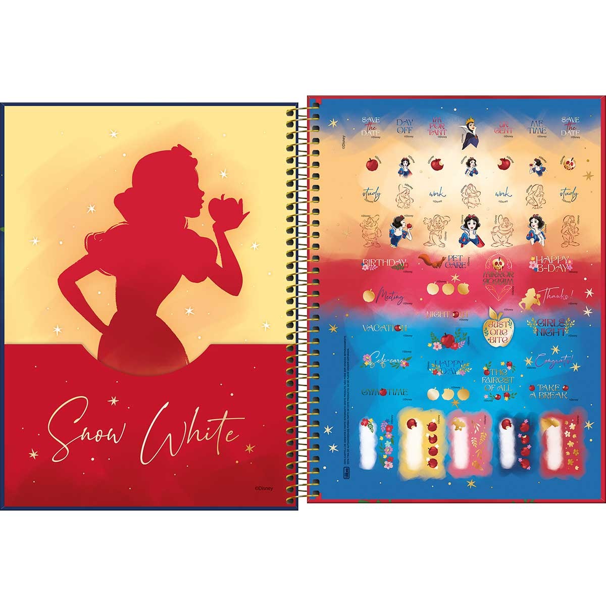 Caderno Espiral Capa Dura Universitário Connect 1 Matéria Branca de Neve 80 Folhas - Branca de ...