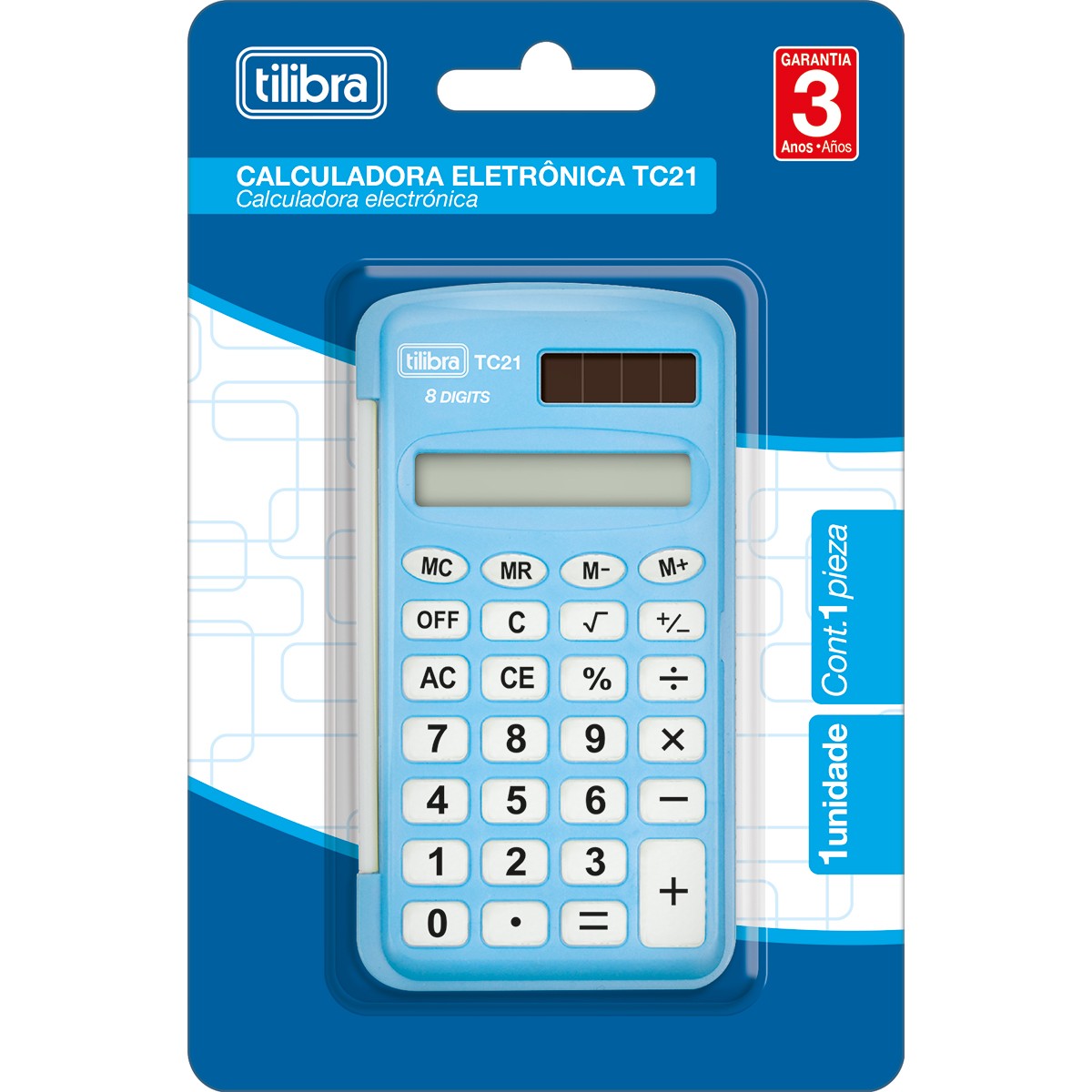 Calculadora de Bolso 8 Dígitos Pequena TC21 Azul - Tilibra - Escolar ...