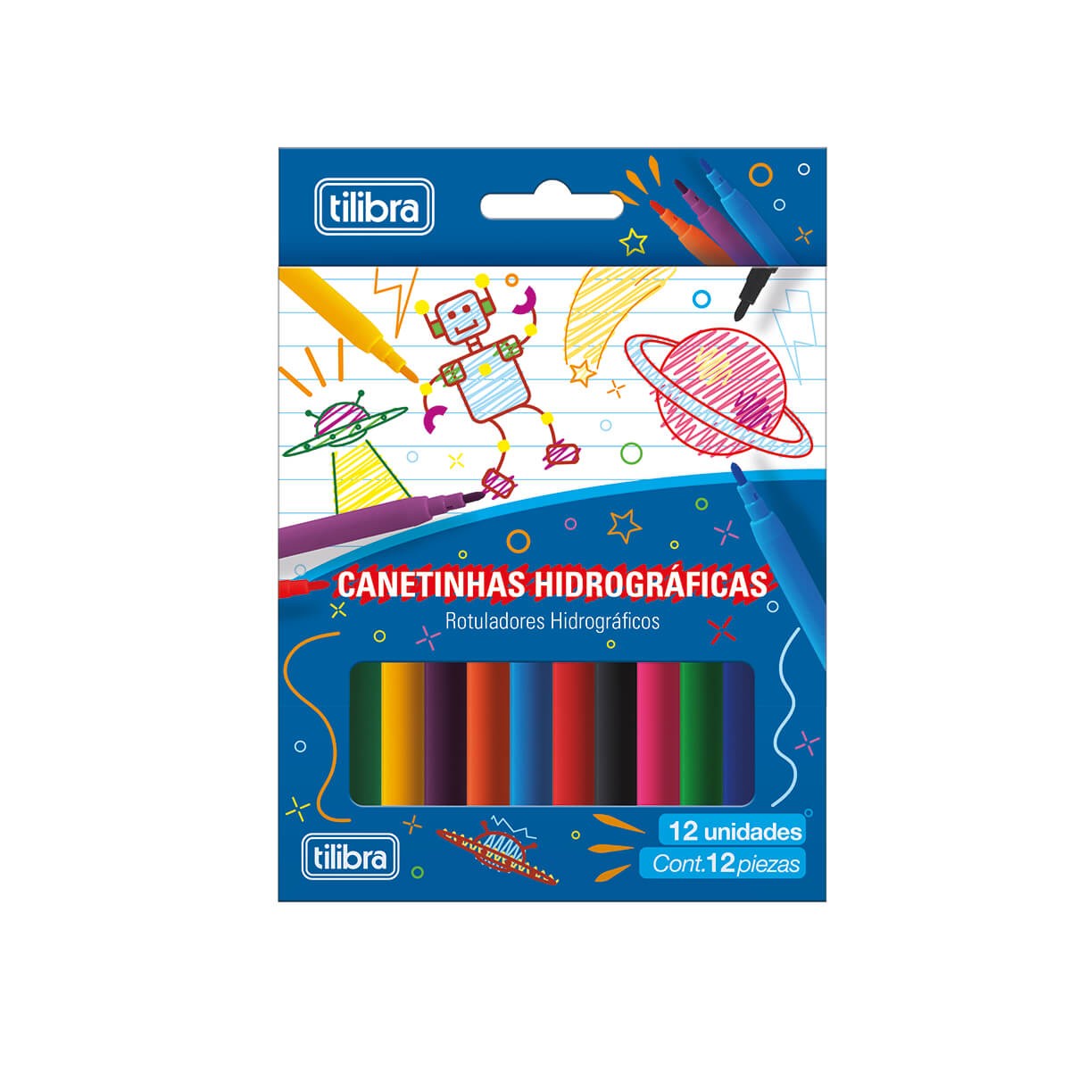 Canetinha Hidrográfica 12 Cores - Tilibra - Escrita, Caneta ...