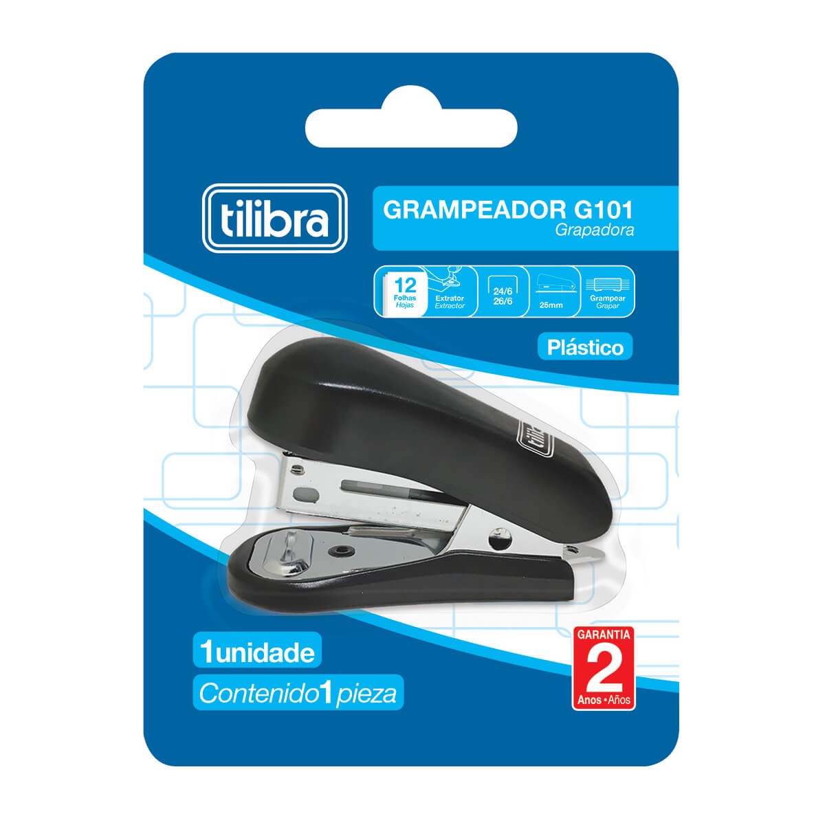 Grampeador G101 Preto - Tilibra - Escritório, Grampeador - Tilibra