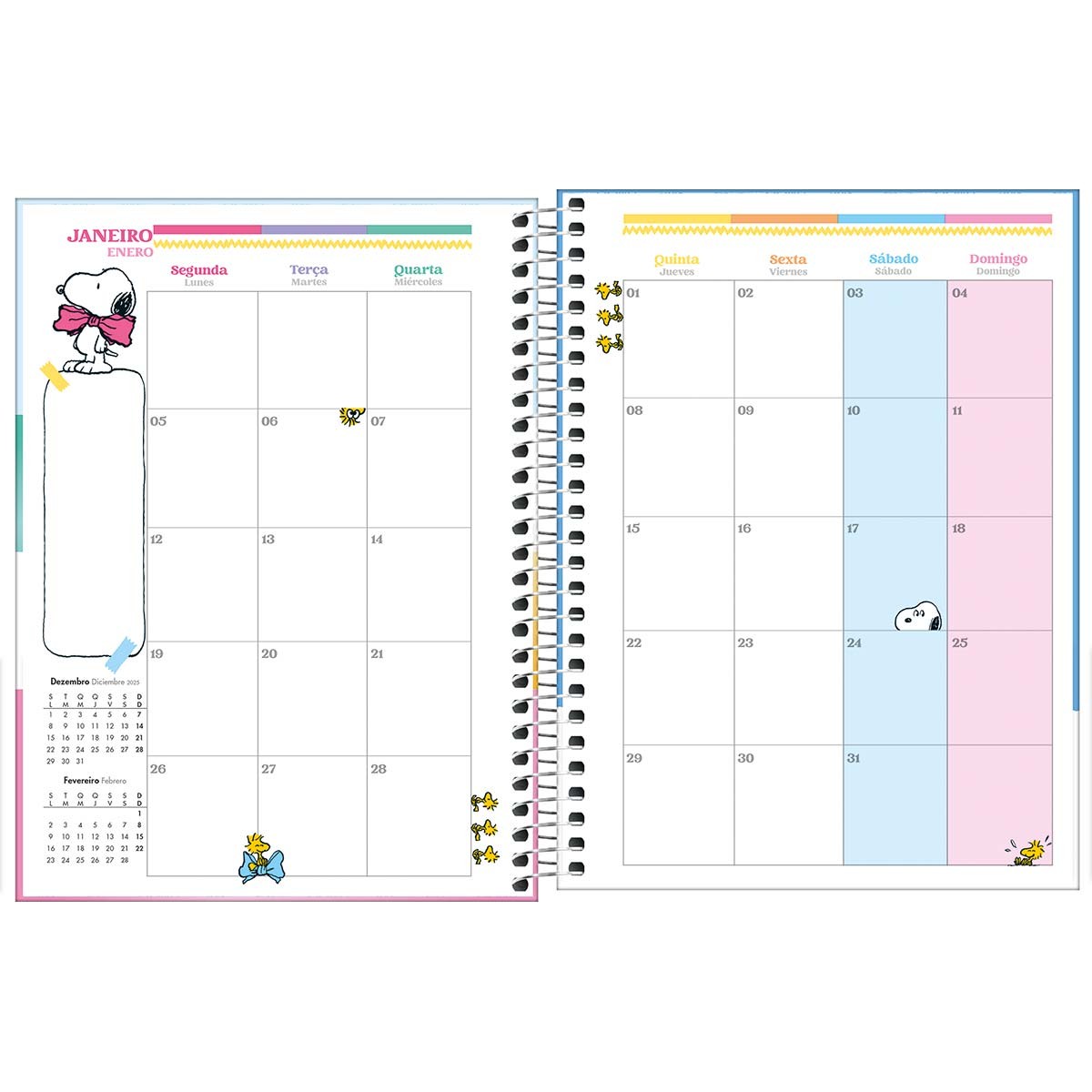 Planner Espiral 17,7 x 24 cm Snoopy 2026 - Snoopy - Agendas, Planner ...