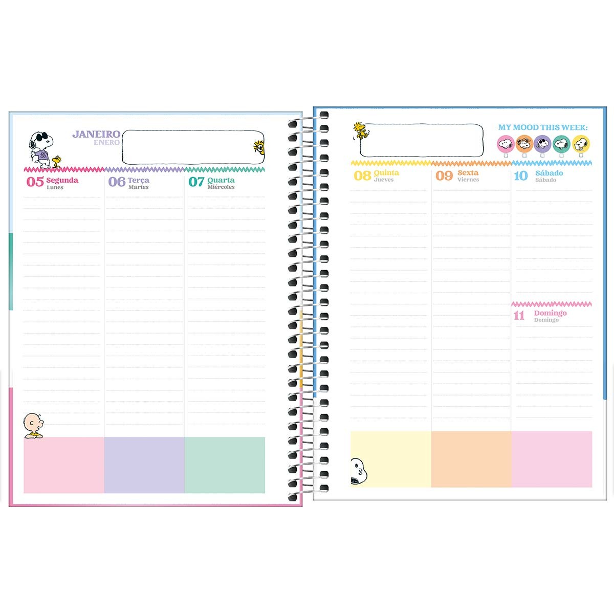 Planner Espiral 17,7 x 24 cm Snoopy 2026 - Snoopy - Agendas, Planner ...