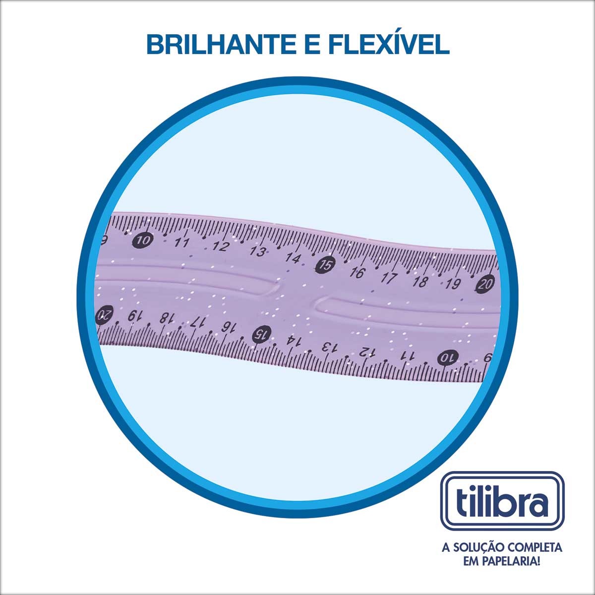 Régua Flexível 30cm Lilás com Glitter - Tilibra - Escolar, Régua - Tilibra